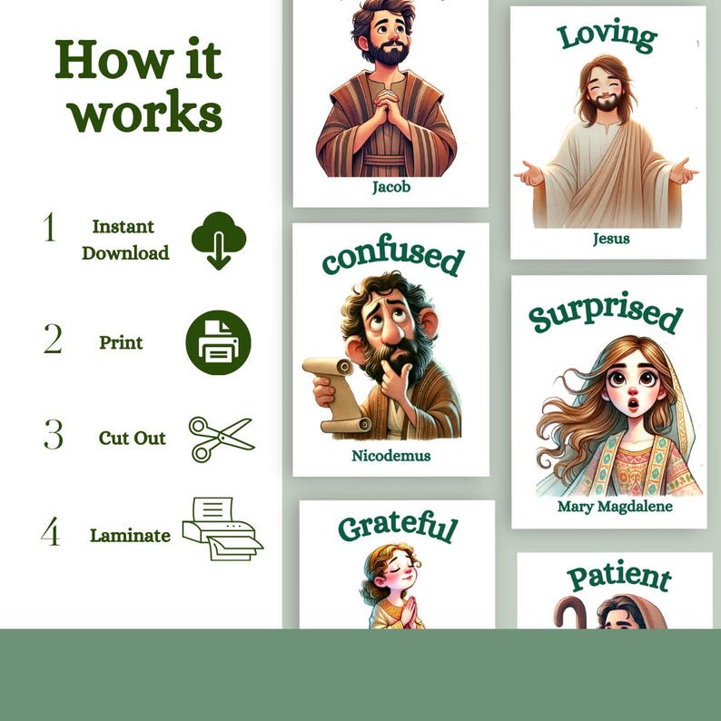 Emotions of the Bible Cards for Kids – Christian Emotional Learning ...