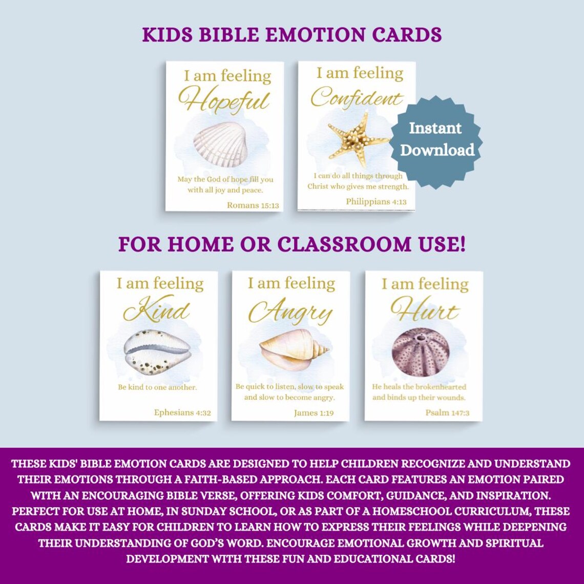 Bible Emotion Cards, Kids Religious Learning Cards, Kids Emotion Cards ...
