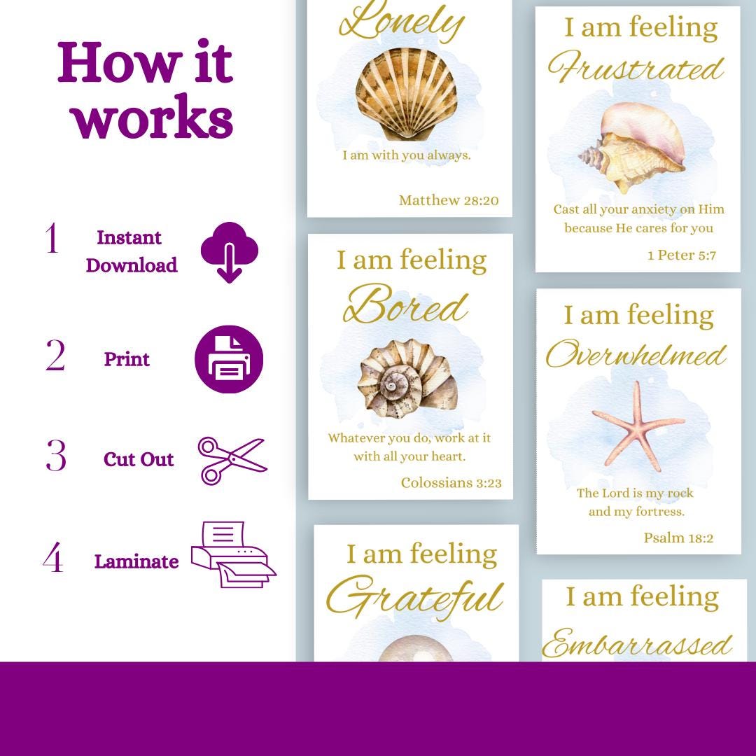 Bible Emotion Cards, Kids Religious Learning Cards, Kids Emotion Cards ...
