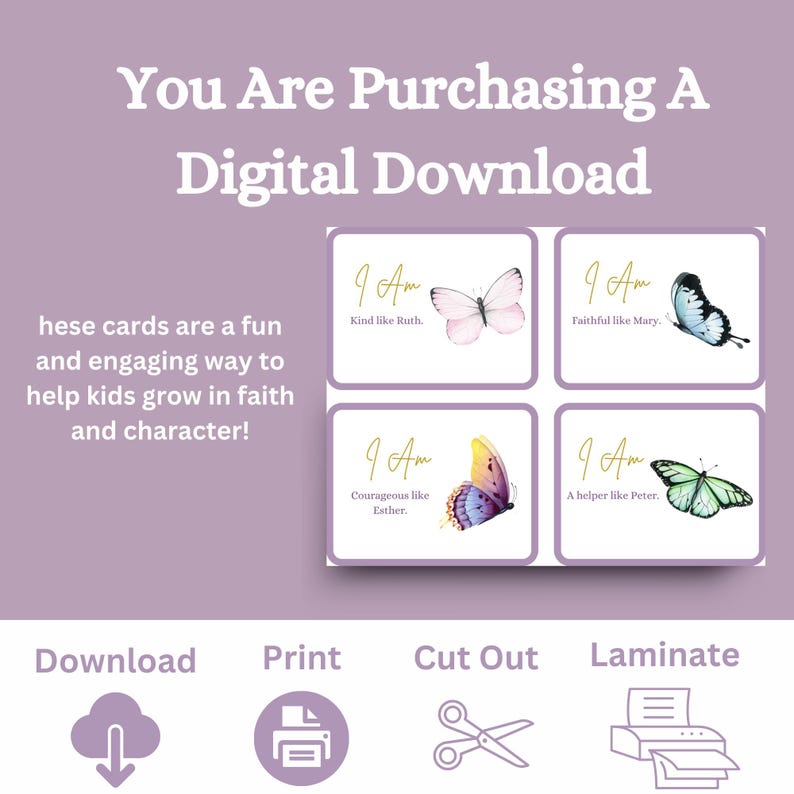 Bible Affirmation Cards, Kids Religious Affirmation Cards, Christian ...