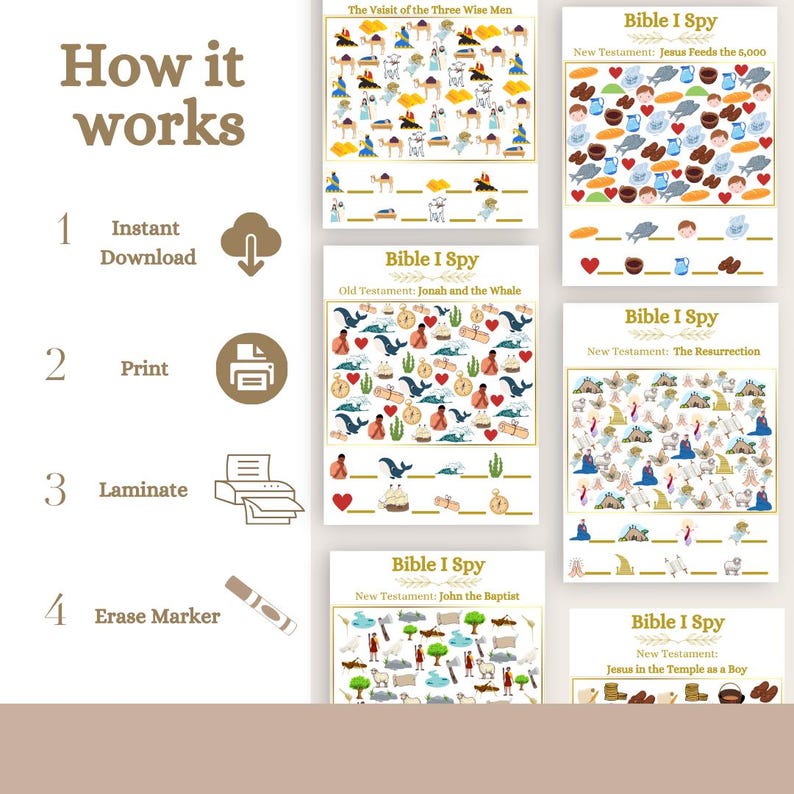 Bible I Spy, Bible Games for Kids, Bible Activities, Old Testament, New ...