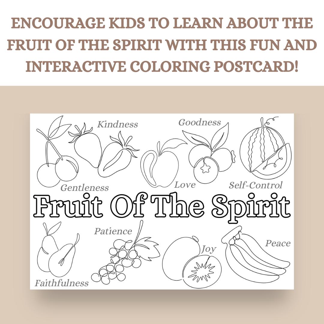 Fruit of the Spirit Coloring Postcard for Kids | Christian Printable ...