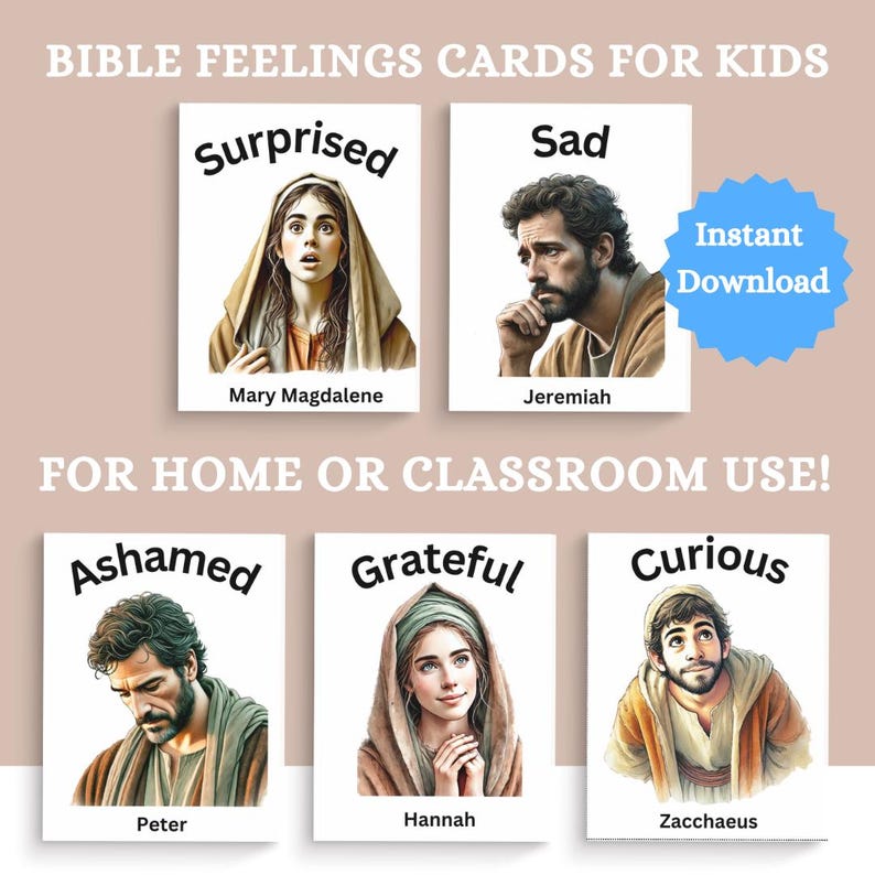 Bible Feelings Cards for Kids Christian Emotional Learning Flashcards ...