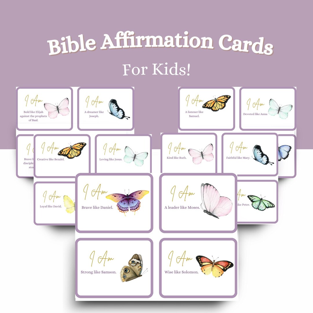 Bible Affirmation Cards, Kids Religious Affirmation Cards, Christian ...