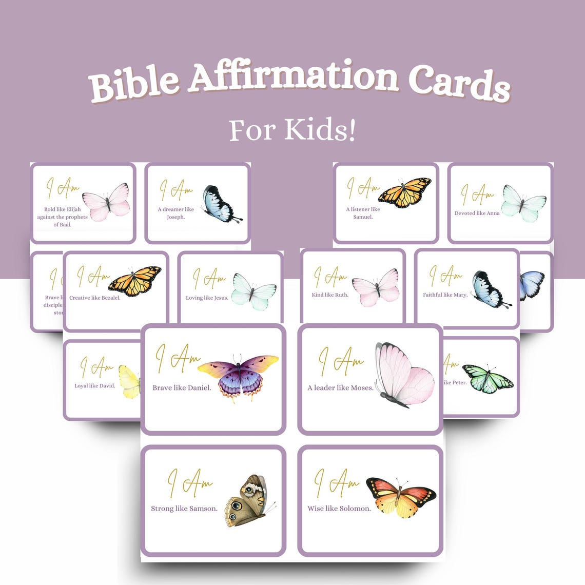 Bible Affirmation Cards, Kids Religious Affirmation Cards, Christian ...
