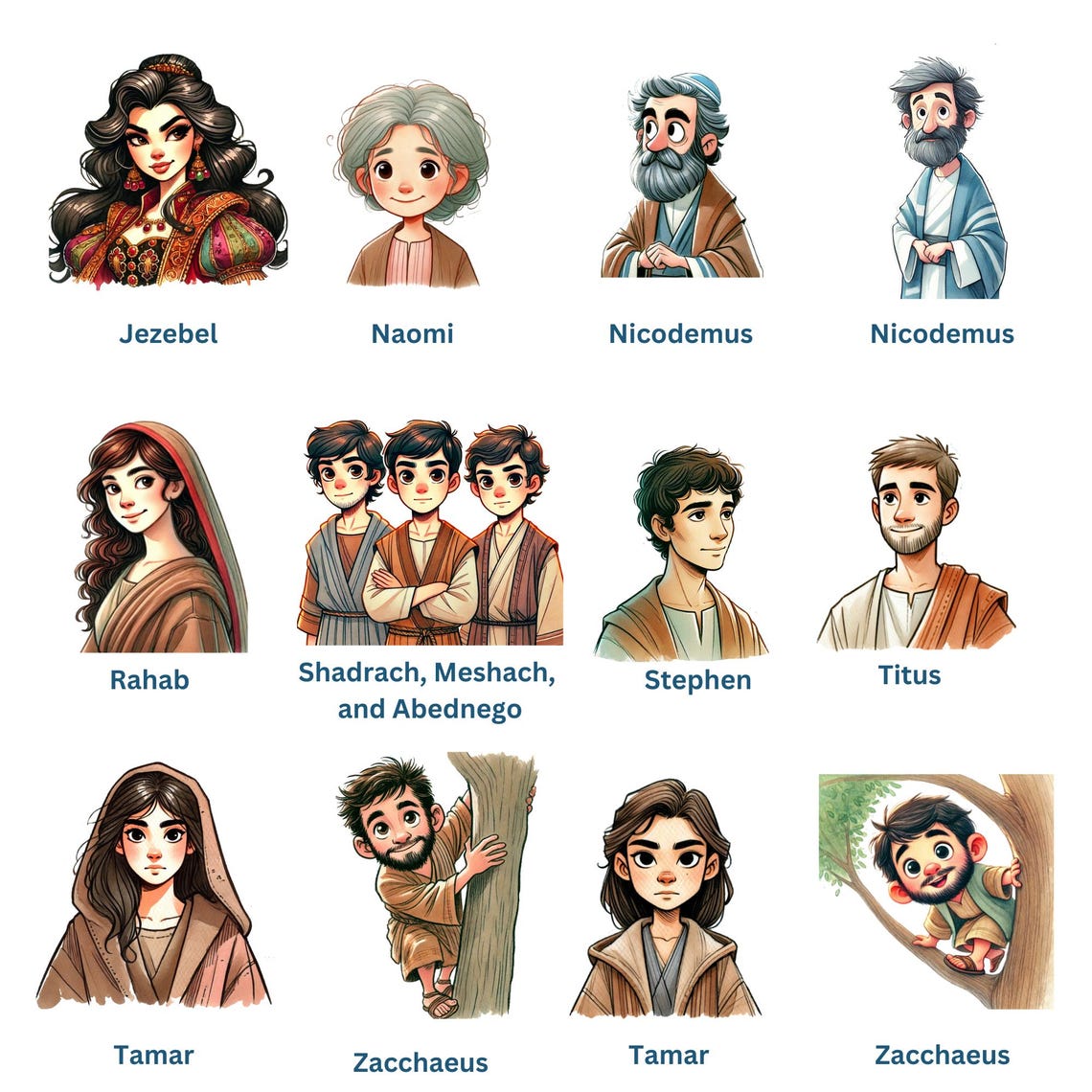 Biblical Characters, Clipart, Watercolor, Biblical People, Religious ...