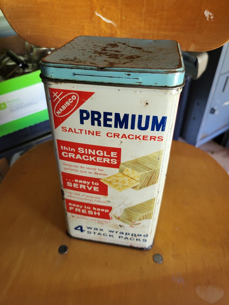Vintage 1960's NABISCO Premium Saltine Crackers Tin Canister Box 14 ...