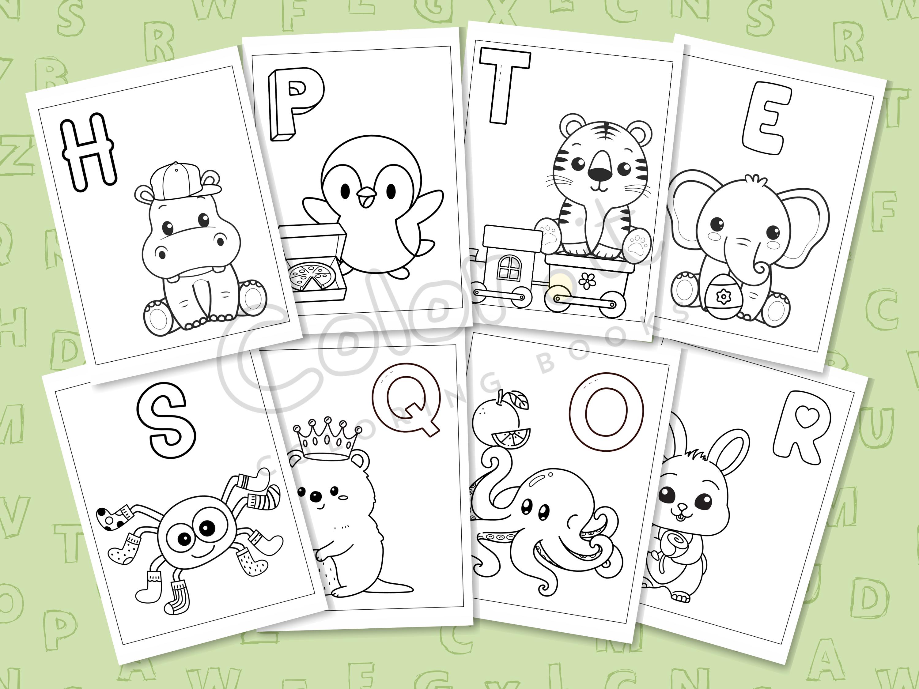 Alphabet Coloring Pages - Kids Educational Activity - Learning ABC and ...