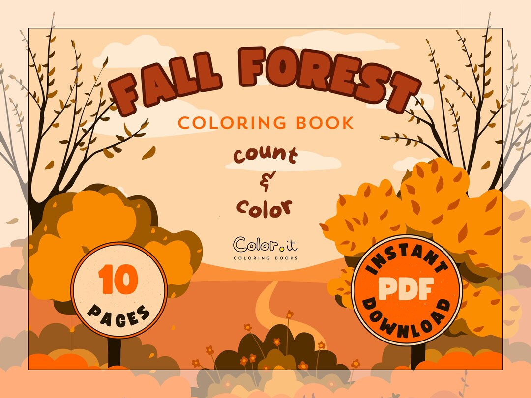 Coloring Book Fall Forest Kids Educational Activity Learning Numbers ...