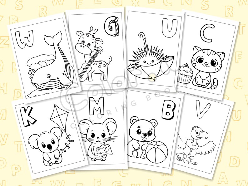 Alphabet Coloring Pages Kids Educational Activity Learning ABC and Fine ...