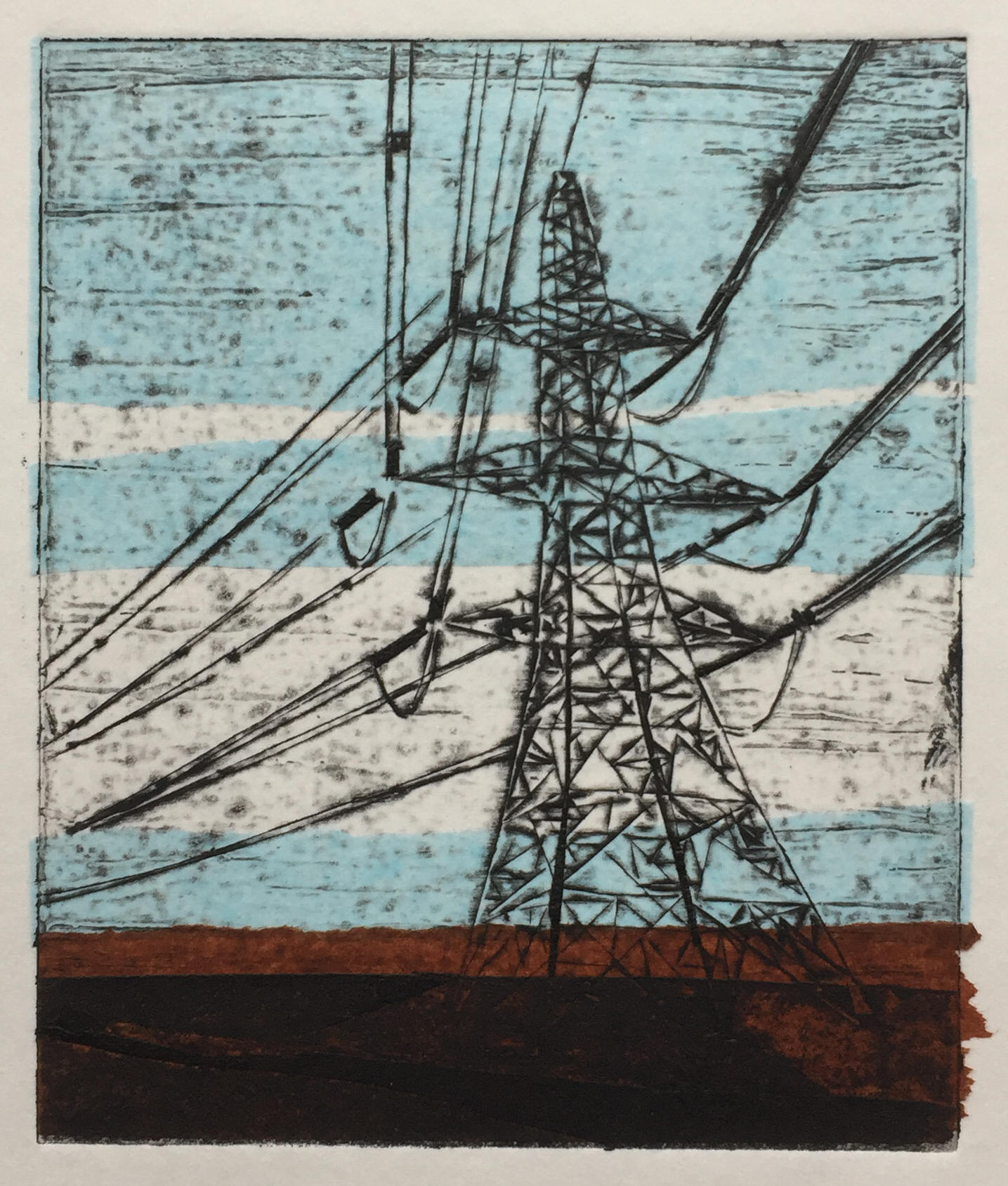 Pylon original Hand Pulled Artists Collagraph Print With Chine Colle - Etsy