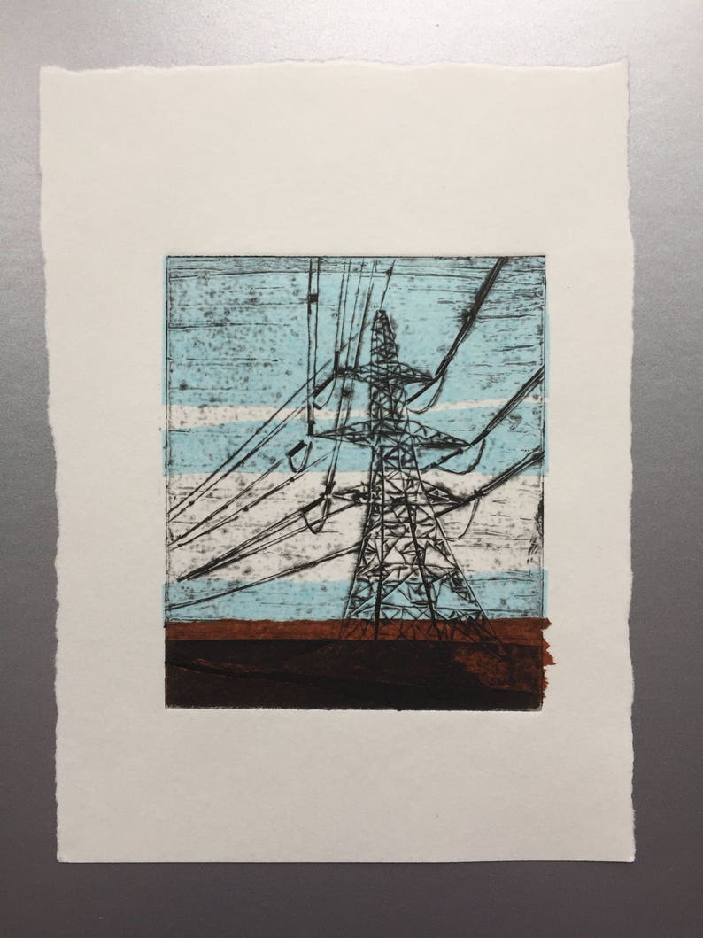 Pylon original Hand Pulled Artists Collagraph Print With Chine Colle - Etsy