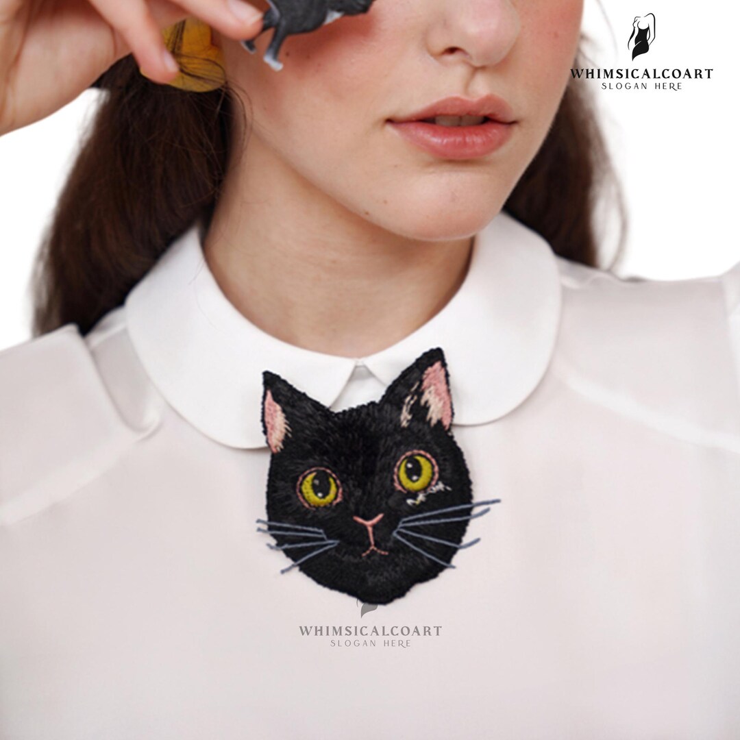 Embroidered Cat Head Bow Tie,cat Dot Bow Tie,cat Dad Gift,cat Guy Gifts ...