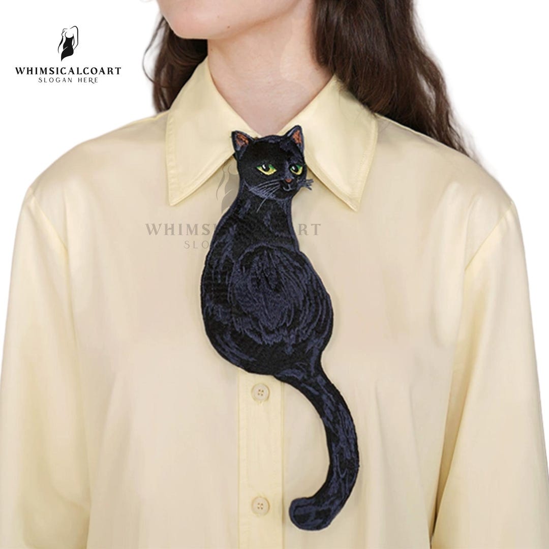 Embroidery Black Cat Colar Bow Tie Necktie,cat Bow Ties, Gifts for Cat ...