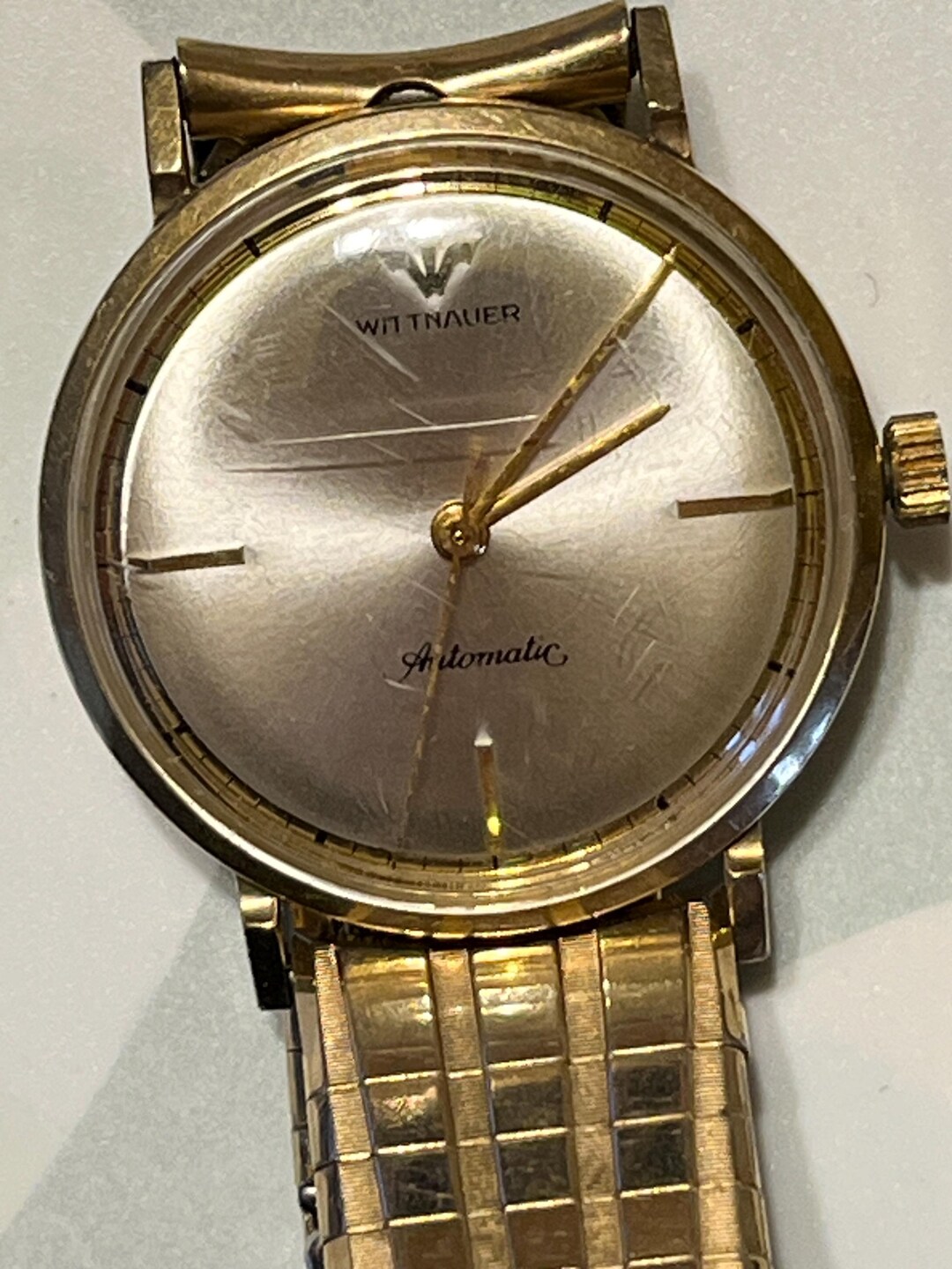 Wittnauer Autumatic Wrist Watch S/s Hand Yellow Expansion Band Keeps ...