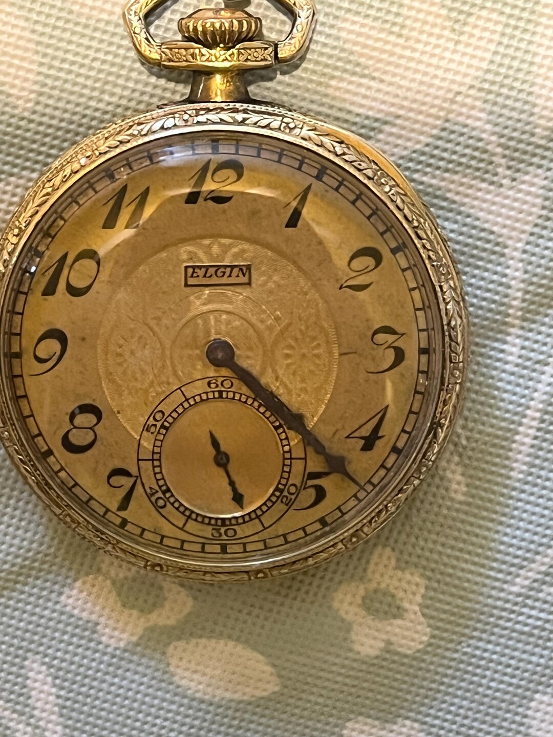 Pocket Watch Elgin 17 Jls 14kgf 12s #27862696 Bulls Eye Glass Crystal ...