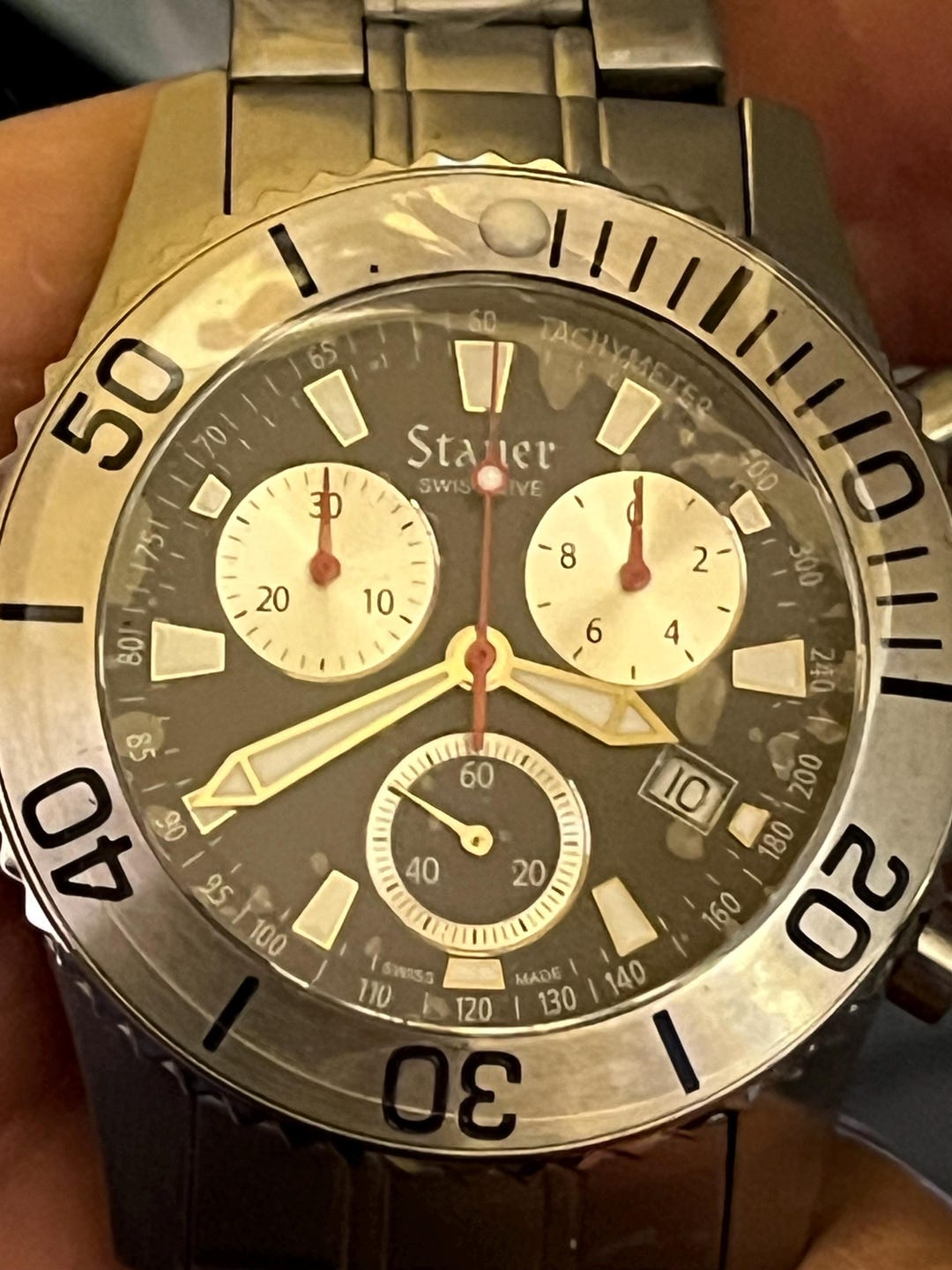 New Stainless Steel Stauer Dive Watch 47mm 660 Ft 316L Tachymeter ...