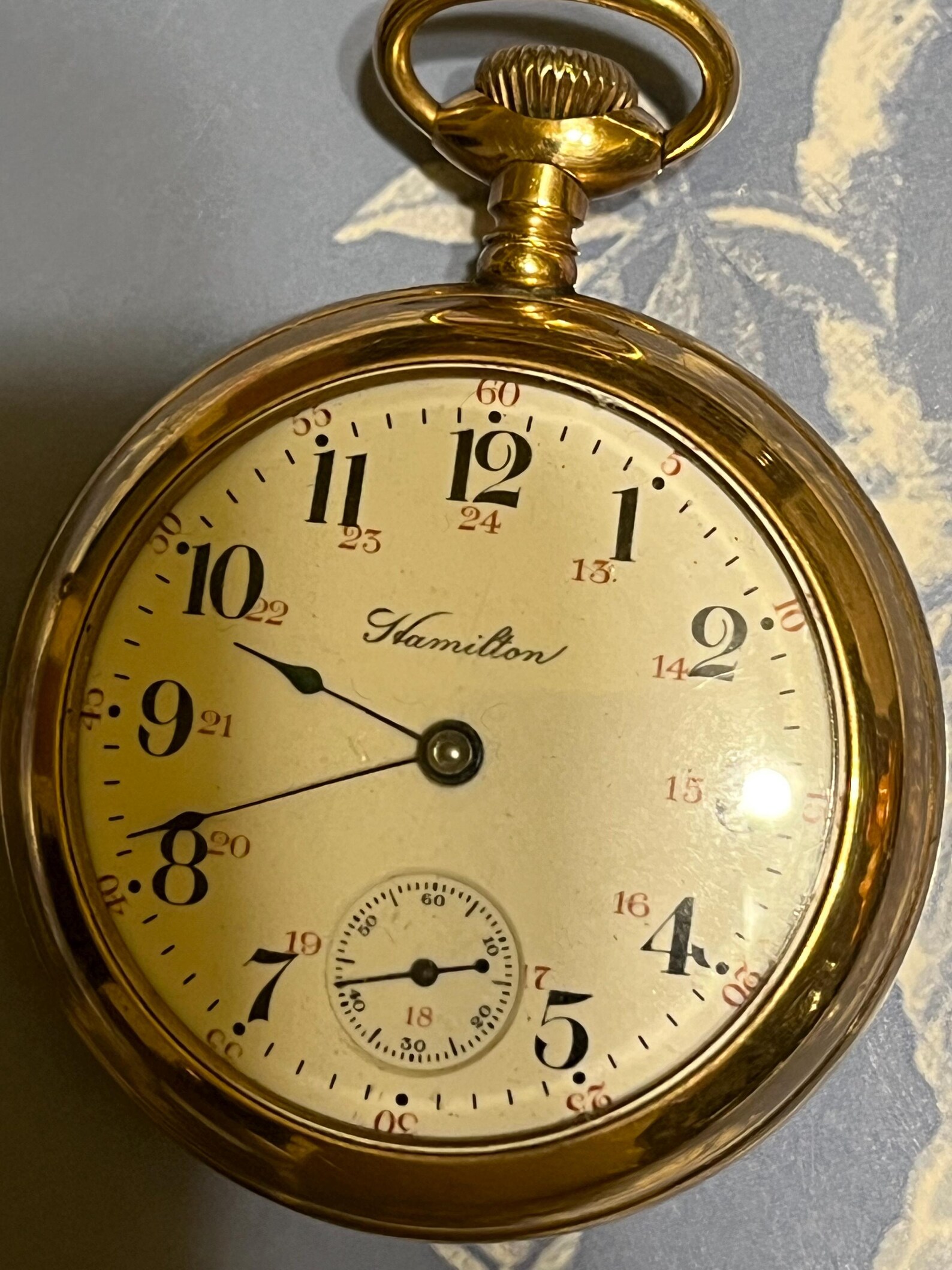 HAMILTON 18 S 924 17 Jls Pocket Watch Saftie Pinion Beautiful Red 24 ...
