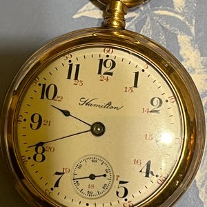 HAMILTON 18 S 924 17 Jls Pocket Watch Saftie Pinion Beautiful Red 24 ...