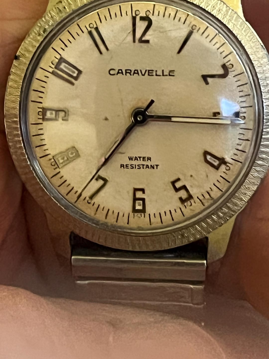 CARAVELLE Wrist Watch Large #s Clean Dial S/s Hand Expansion Band ...