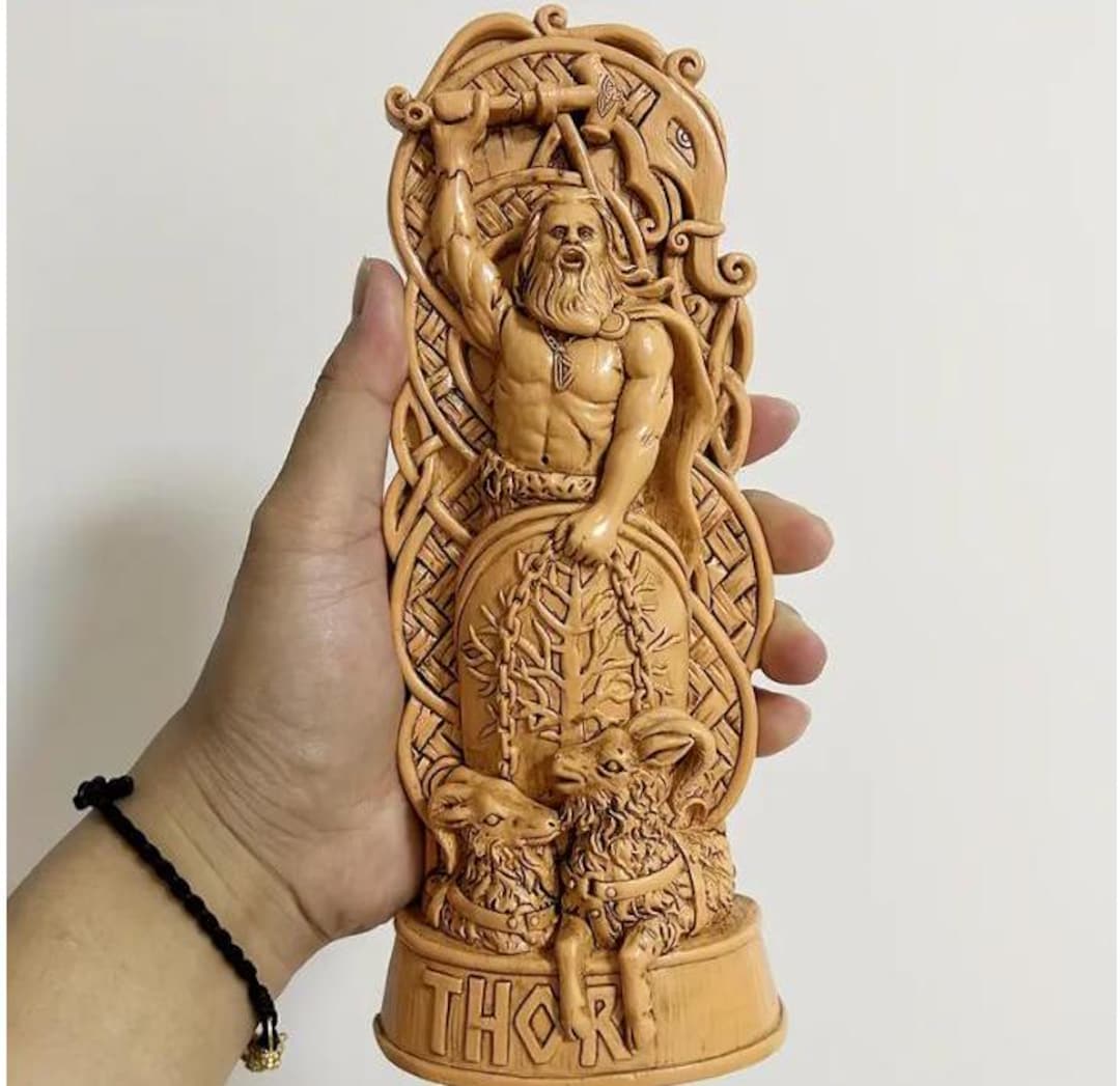 Thor Battle Sculpture, Norse Resin Statue, Viking Mythology Decor ...