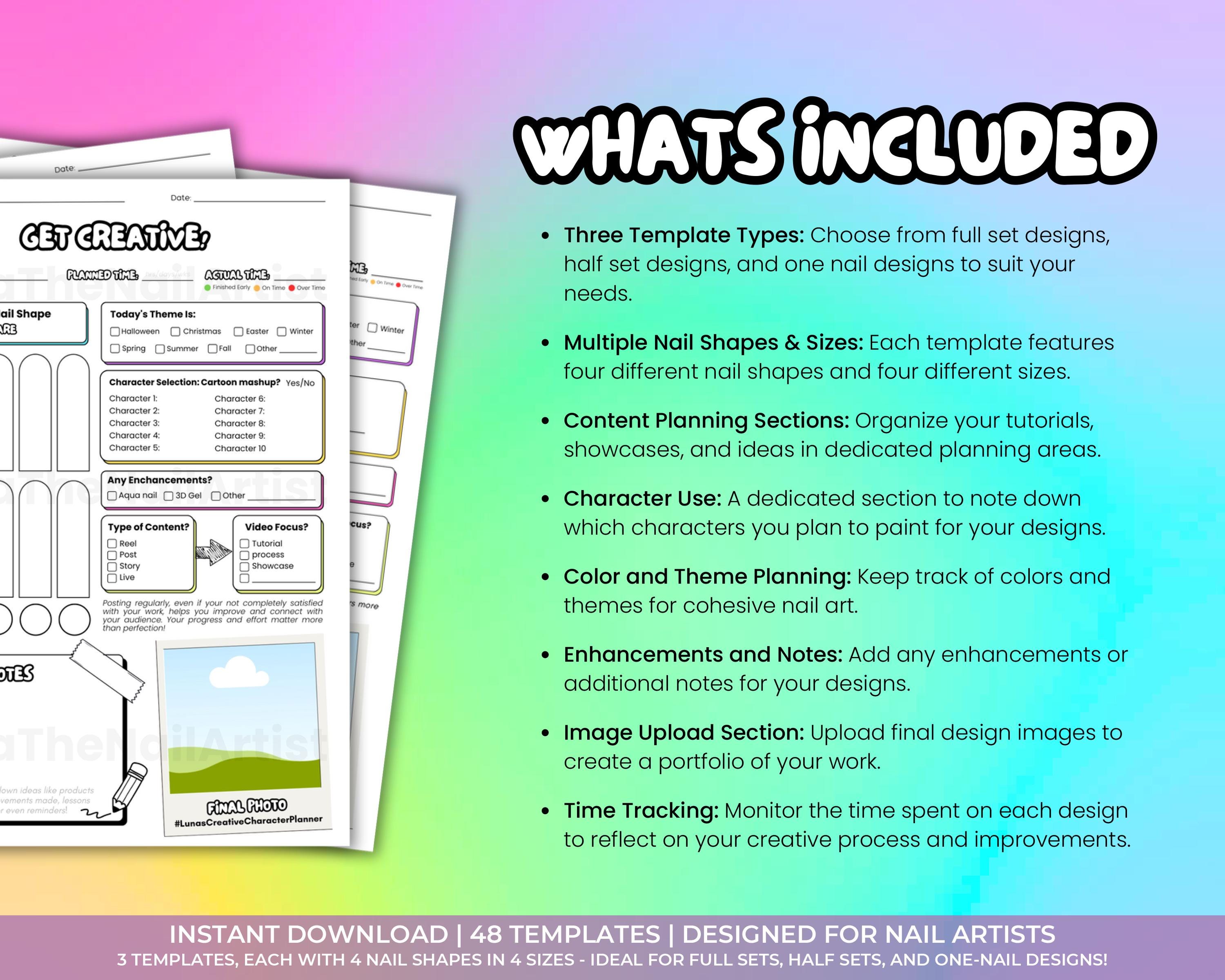 Procreate Digital Creative Character Nail Planner, Nail Art Template ...
