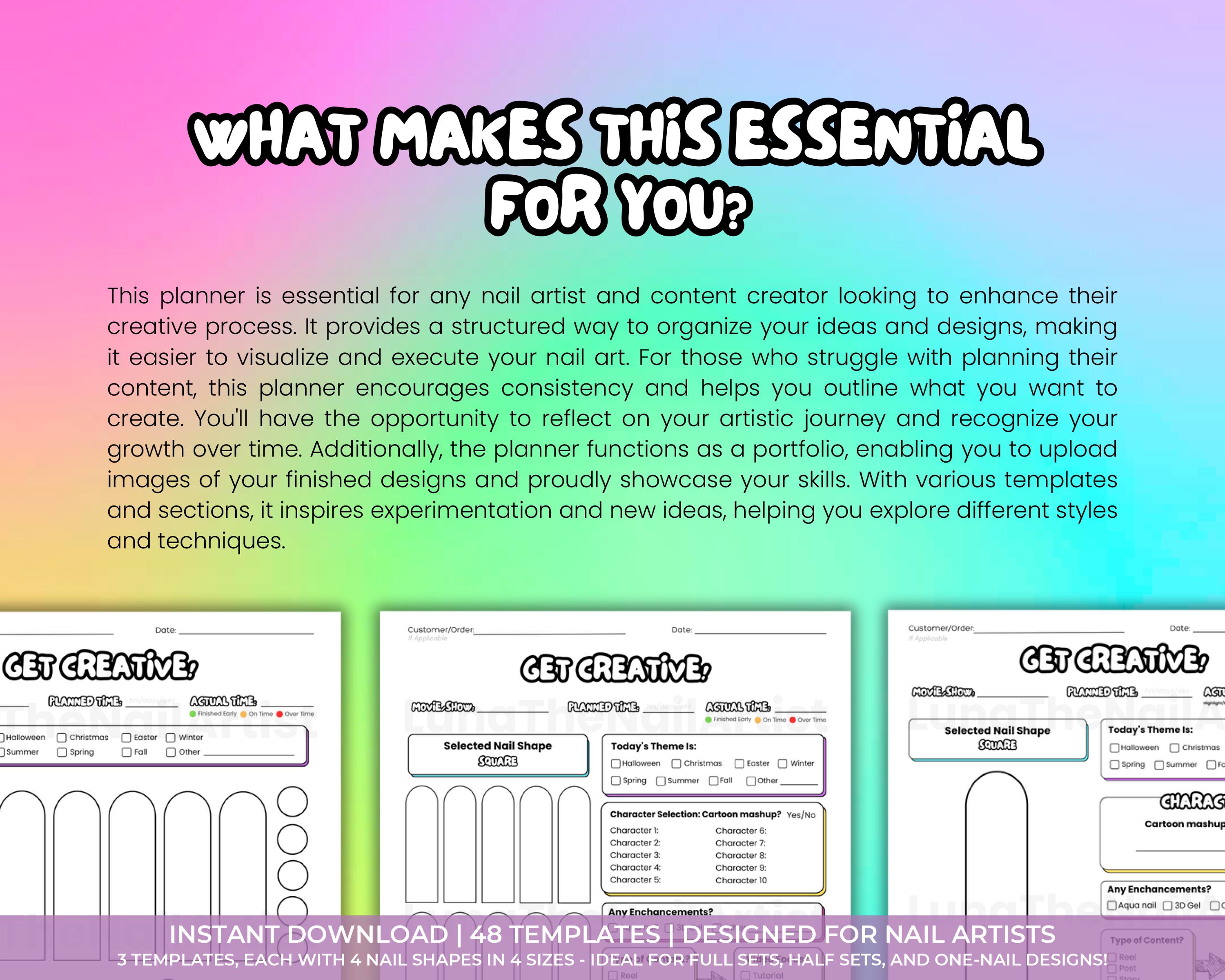 Procreate Digital Creative Character Nail Planner, Nail Art Template ...