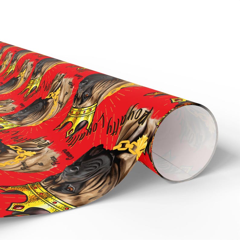 Presa Canario Wrapping Paper, Spanish Mastiff Gift Wrap, Bold Colors ...
