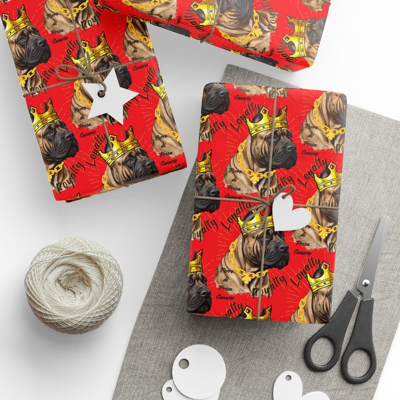 Presa Canario Wrapping Paper, Spanish Mastiff Gift Wrap, Bold Colors ...