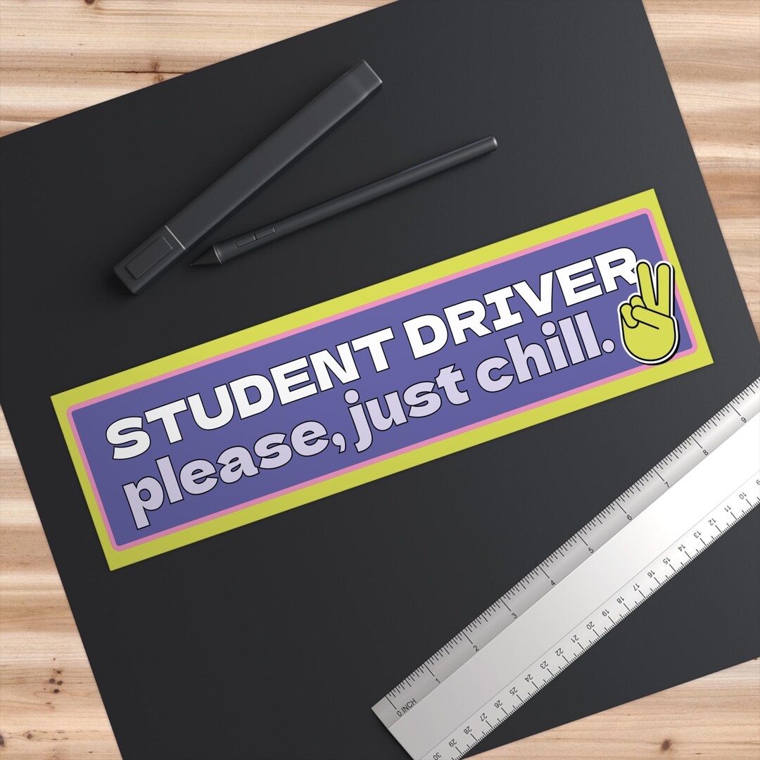 Student Driver, Sassy Brat Girl Bumper Sticker, Fun Groovy Colors ...