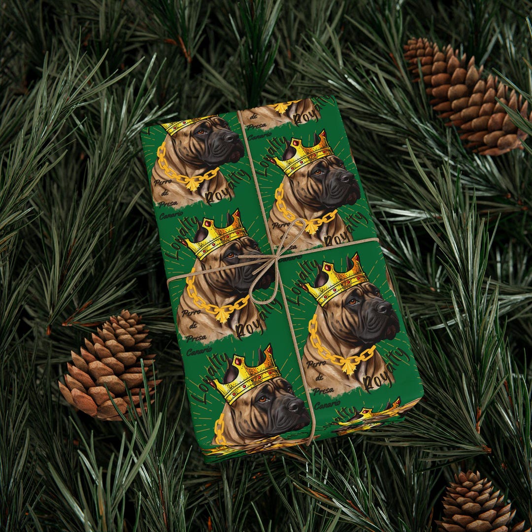 Presa Canario Wrapping Paper, Spanish Mastiff Gift Wrap, Bold Colors ...
