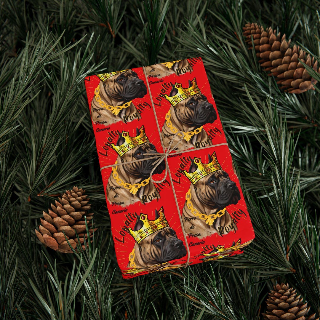 Presa Canario Wrapping Paper, Spanish Mastiff Gift Wrap, Bold Colors ...