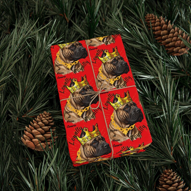 Presa Canario Wrapping Paper, Spanish Mastiff Gift Wrap, Bold Colors ...