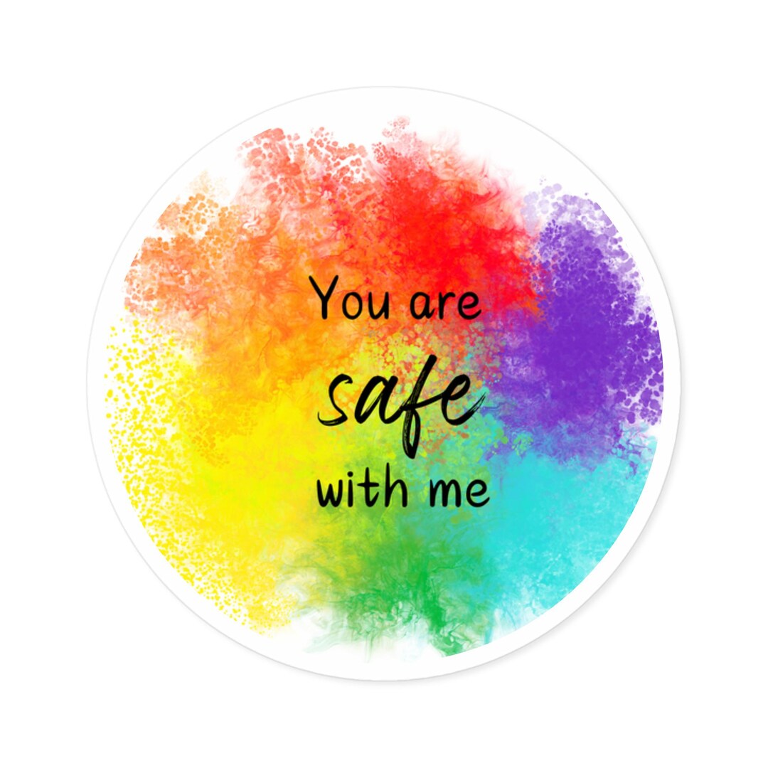 Inclusivity Pride Round Stickers, Indoor Outdoor LGBTQ Safe Love ...