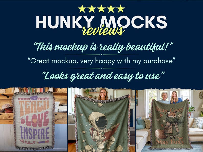 10 Woven Blanket Mockup Bundle - Photoshop, Canva, Procreate Drag ...