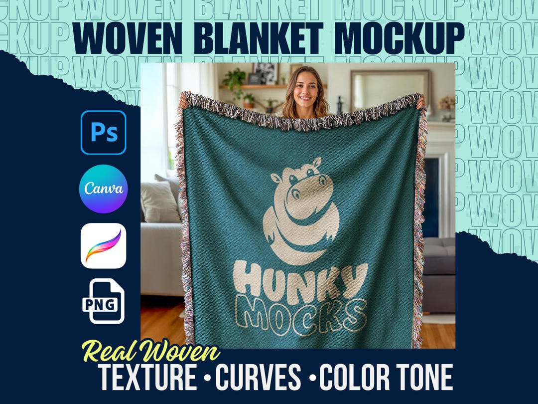 Woven Blanket Mockup | Early Access Mockup, Photoshop and Canva ...
