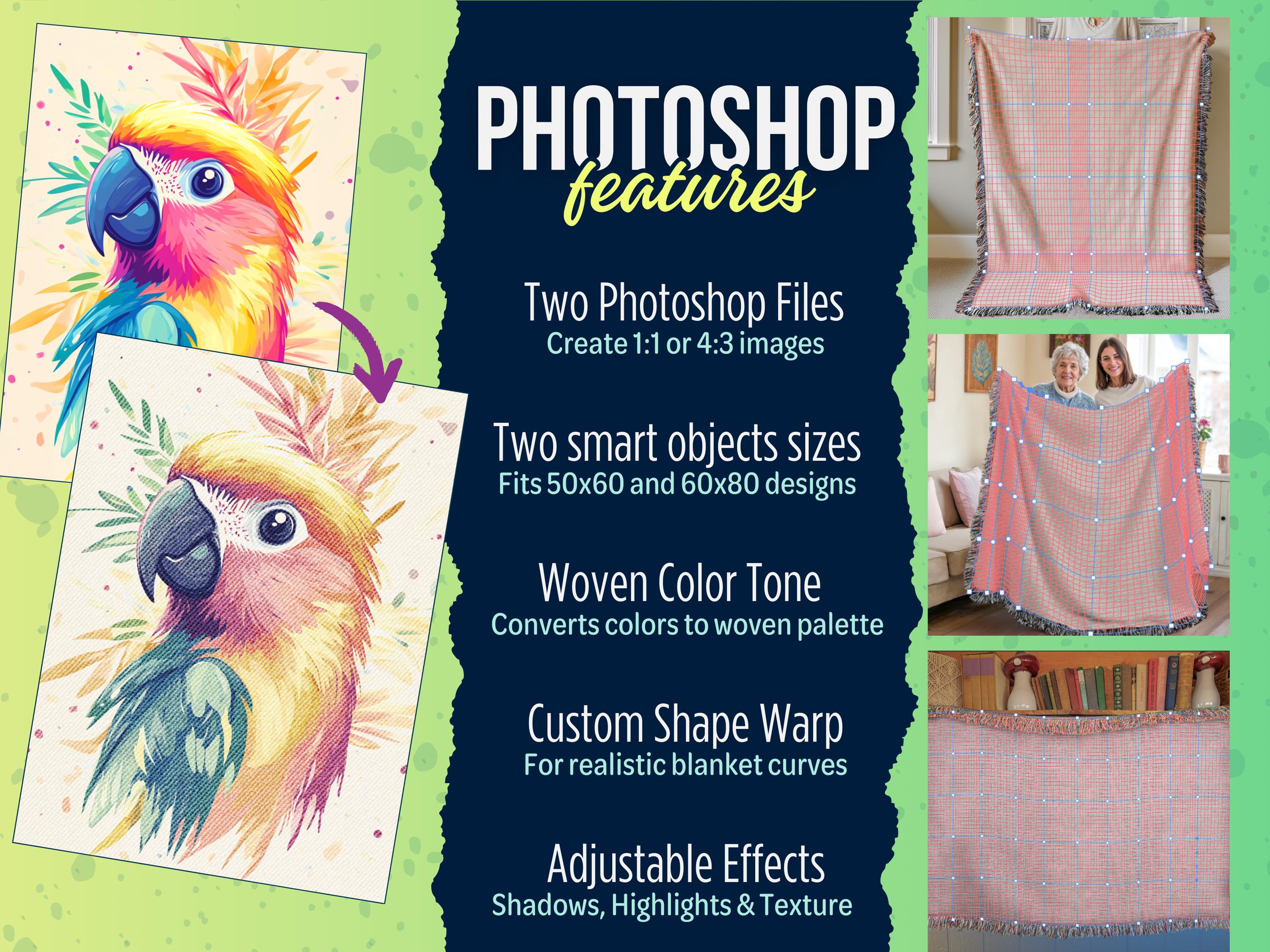 10 Woven Blanket Mockup Bundle - Photoshop, Canva, Procreate Drag ...