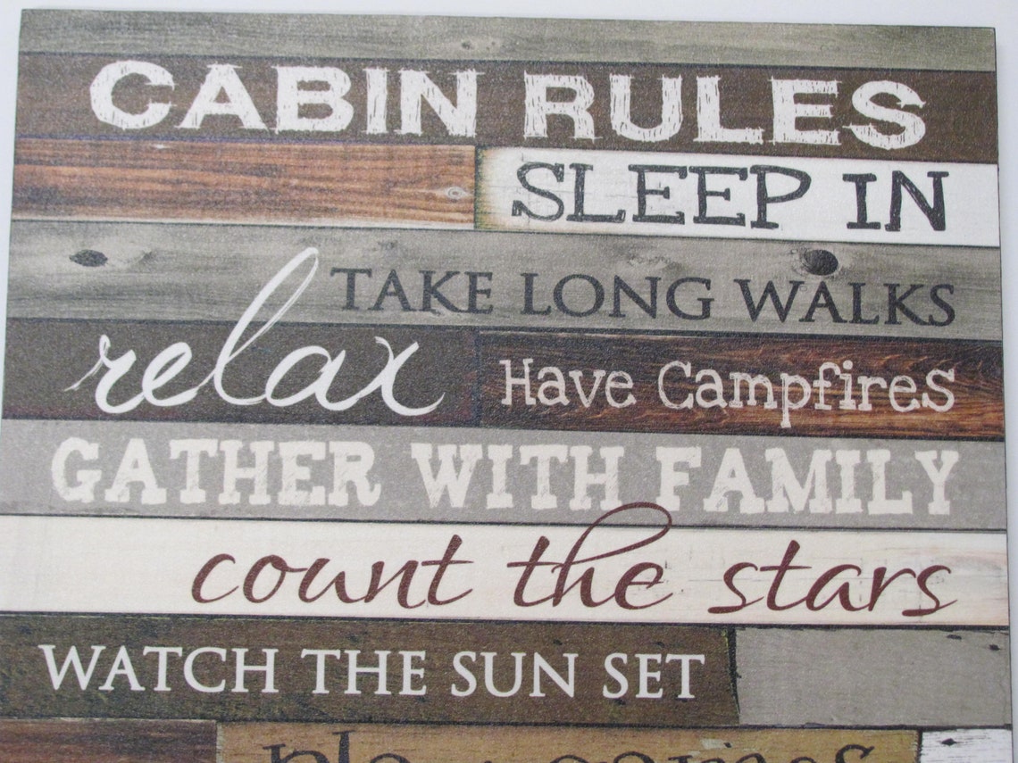 Cabin Rules Signcabin Wall Decorcabin Decorfamily Cabin - Etsy