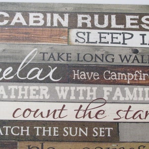 Cabin Rules Sign,cabin Wall Decor,cabin Decor,family Cabin Decor,12w X ...