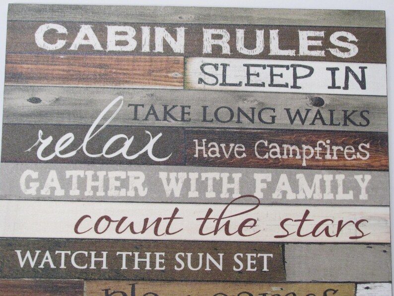 Cabin Rules Signcabin Wall Decorcabin Decorfamily Cabin - Etsy