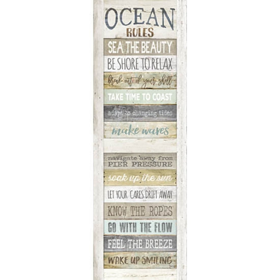 Ocean Rules Wall Decor,ocean Decor,wooden Art Sign,2 Size Option - Etsy