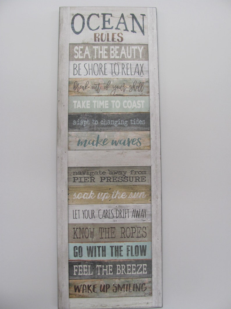 Ocean Rules Wall Decorocean Decorwooden Art Sign2 Size - Etsy