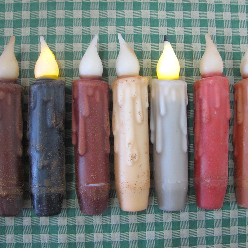 Primitive Flickering Taper Candles - Etsy