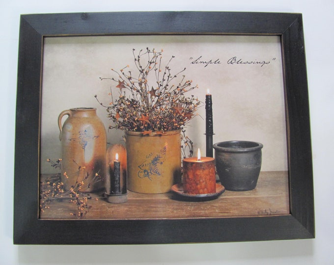 Primitive Wall Decor,simple Blessings,crocks,primitive Candles,choice of 2 Sizes,artist Billy ...