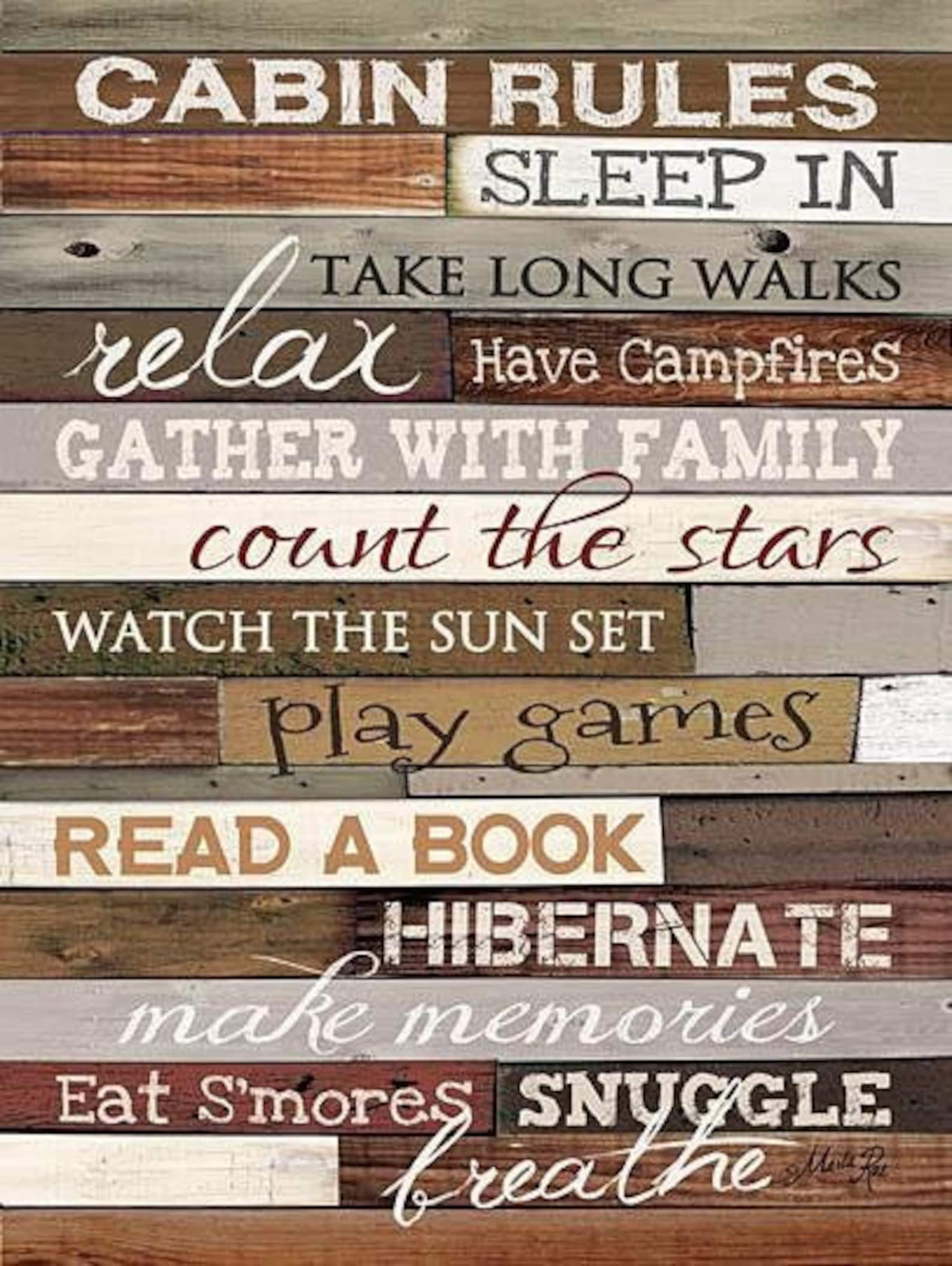 Cabin Rules Sign,cabin Wall Decor,cabin Decor,family Cabin Decor,12"w X ...