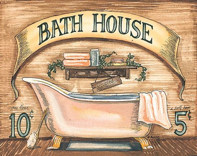 Bath Wall Decor, Vintage Bath Decor,10"w X 8"h, Wooden Art Plaque - Etsy