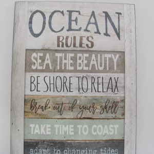 Ocean Rules Wall Decor,ocean Decor,wooden Art Sign,2 Size Option - Etsy