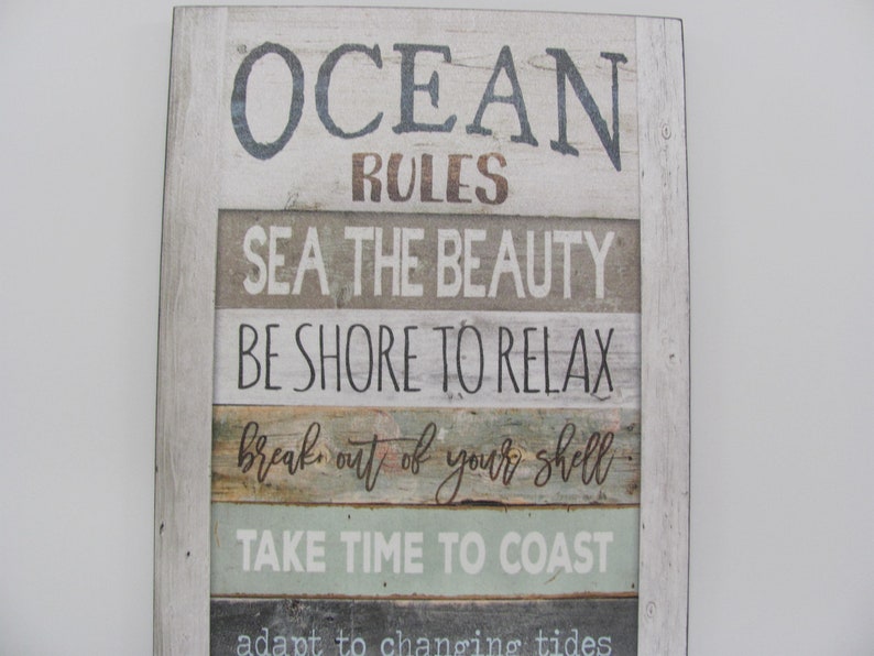 Ocean Rules Wall Decorocean Decorwooden Art Sign2 Size - Etsy