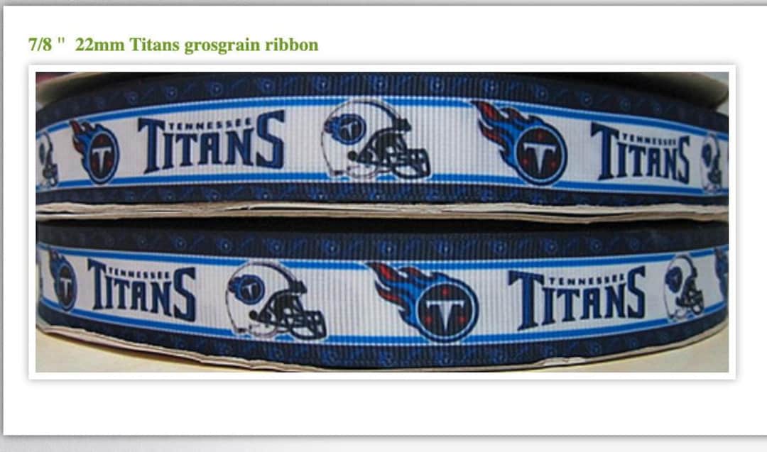 TENNESSEE TITANS Logos on 7/8" Grosgrain Ribbon With Decorative Borders ...