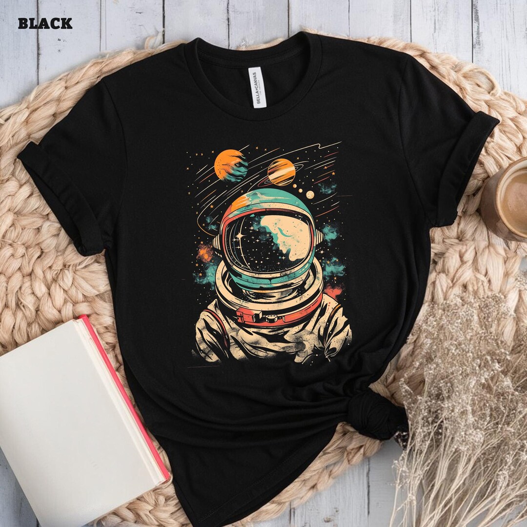Astronaut Galaxy T-shirt, Space Exploration Graphic Tee, Cosmic Planets ...